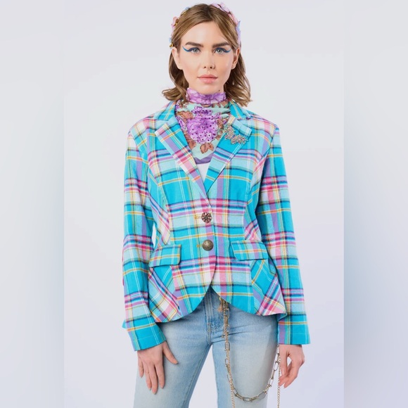Aratta | Jackets & Coats | Sold Aratta Turquoise Plaid Satin Lined ...